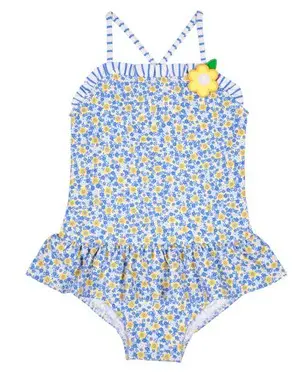 FLORENCE EISEMAN Floral Skirted Swimsuit - White/yellow/blue