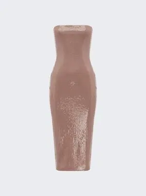 Alex Perry Sequin Strapless Midi Dress - Nude
