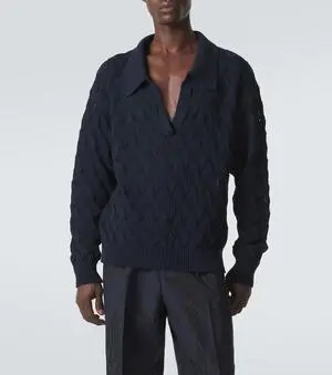 Dries Van Noten Open-knit Cotton Polo Sweater