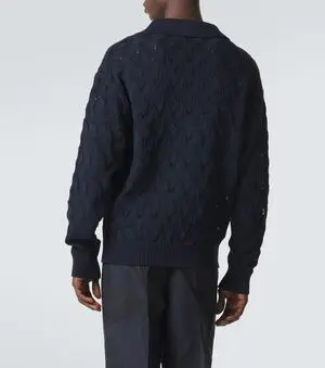 Dries Van Noten Open-knit Cotton Polo Sweater
