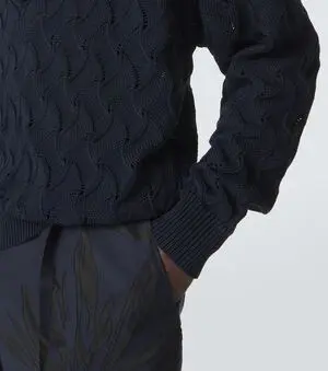 Dries Van Noten Open-knit Cotton Polo Sweater