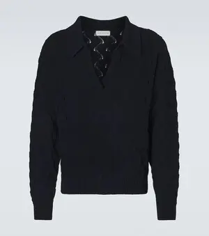 Dries Van Noten Open-knit Cotton Polo Sweater