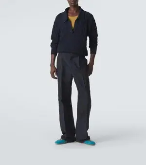 Dries Van Noten Open-knit Cotton Polo Sweater