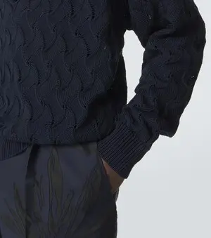 Dries Van Noten Open-knit Cotton Polo Sweater