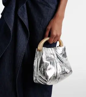 Dries Van Noten Mini Metallic Leather Top-handle Bag - Silver