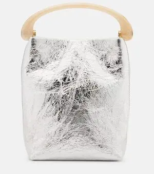 Dries Van Noten Mini Metallic Leather Top-handle Bag - Silver