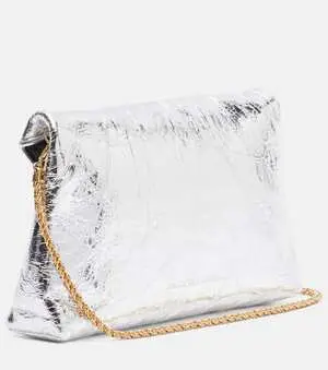 Dries Van Noten Envelope Small Metallic Leather Clutch