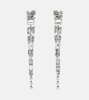 Saint Laurent Crystal-embellished Clip-on Earrings - Silver