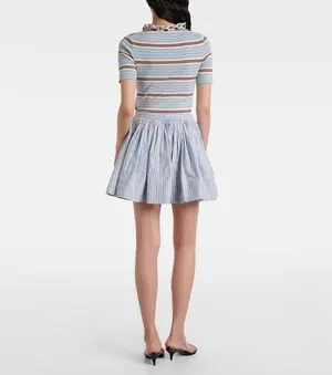 Rabanne Striped Cotton Miniskirt - Blue