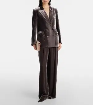 BLAZÉ MILANO Husi Velvet Wide-leg Pants - Silver