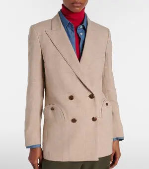 BLAZÉ MILANO Everyday Double-breasted Linen And Wool Blazer