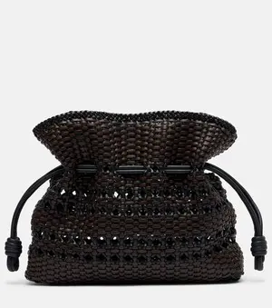 Loewe Flamenco Medium Woven Leather Clutch - Brown