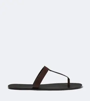 Saint Laurent Cassandre Leather Thong Sandals