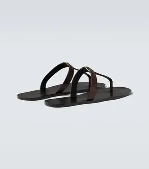 Saint Laurent Cassandre Leather Thong Sandals