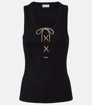Burberry Ribbed Knit Cotton-blend Tank Top - Black