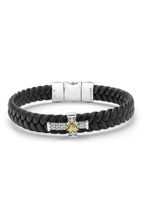 Lagos Anthem Leather Cross Bracelet - Silver