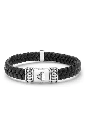 Lagos Anthem Leather Cross Bracelet - Silver
