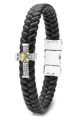 Lagos Anthem Leather Cross Bracelet - Silver