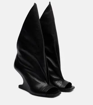 Rick Owens Cantilever Leather Peep-toe Boots