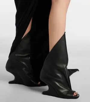 Rick Owens Cantilever Leather Peep-toe Boots