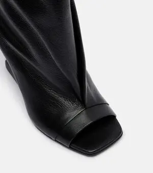 Rick Owens Cantilever Leather Peep-toe Boots