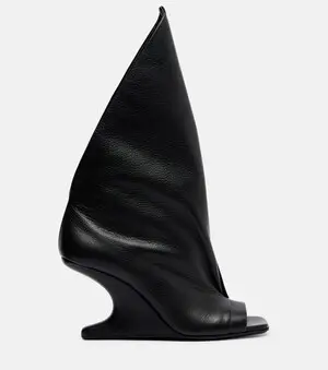 Rick Owens Cantilever Leather Peep-toe Boots