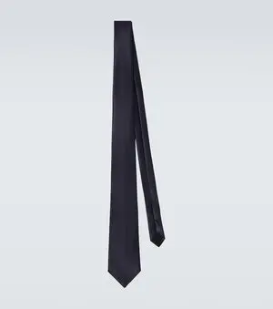 Saint Laurent Silk Satin Neck Tie - Blue