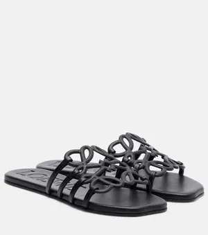 Loewe Anagram Leather Slides