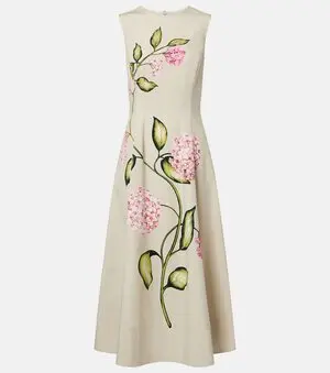 Oscar De La Renta Cotton-blend Poplin Midi Dress - Multicoloured