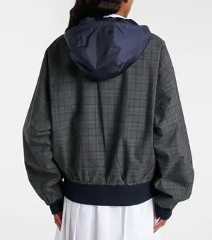 Prada Checked Hooded Virgin Wool Jacket