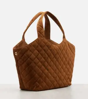 Saint Laurent Icare Medium Quilted Suede Shopper - Brown