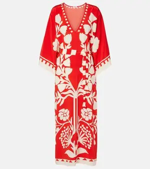 ERES Holi Belted Printed Silk Kaftan - Orange