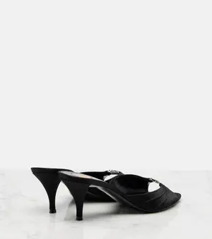 Saint Laurent Jerry 60 Embellished Crêpe Satin Mules - Black