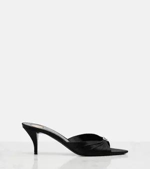 Saint Laurent Jerry 60 Embellished Crêpe Satin Mules - Black