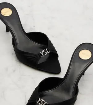 Saint Laurent Jerry 60 Embellished Crêpe Satin Mules - Black