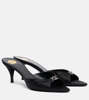 Saint Laurent Jerry 60 Embellished Crêpe Satin Mules