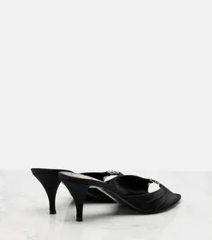Saint Laurent Jerry 60 Embellished Crêpe Satin Mules