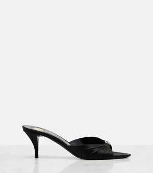 Saint Laurent Jerry 60 Embellished Crêpe Satin Mules