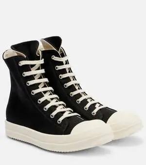 Rick Owens Denim High-top Sneakers - Black