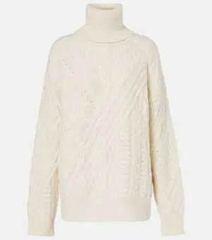 Saint Laurent Cable-knit Alpaca-blend Turtleneck Sweater