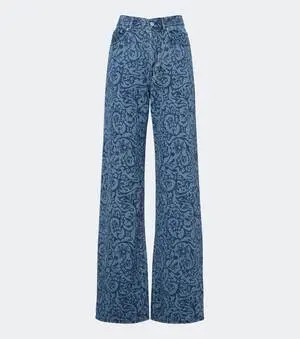Dries Van Noten Floral Wide-leg Jeans - Blue