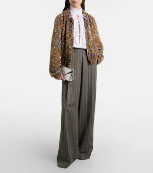 Dries Van Noten Sequined Blouson Jacket - Silver