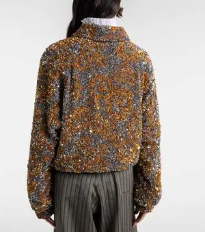 Dries Van Noten Sequined Blouson Jacket - Silver