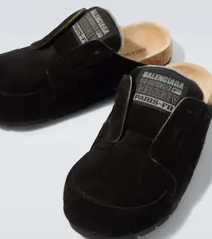 Balenciaga Dumbo Suede Slides - Black