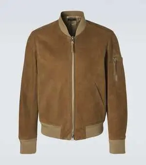 TOM FORD Suede Bomber Jacket - Brown