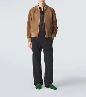 TOM FORD Suede Bomber Jacket - Brown