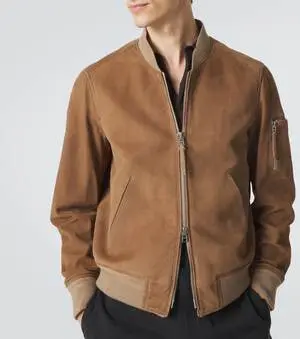 TOM FORD Suede Bomber Jacket - Brown