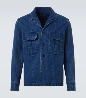 TOM FORD Striped Denim Overshirt - Blue