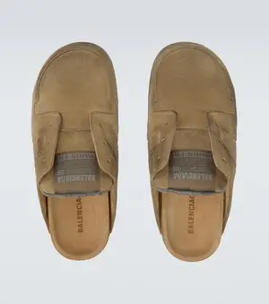 Balenciaga Suede Slides - Beige