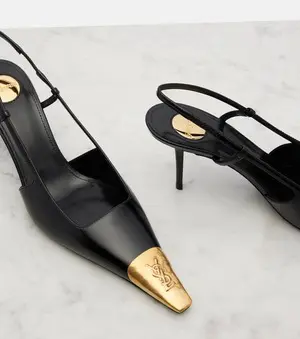 Saint Laurent Jeanne 75 Leather Slingback Pumps - Black
